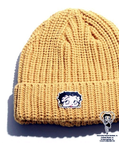 BETTYBOOP KNIT CAP WEGO ベティー ブープ ニットキャップ 帽子 ビーニー マスタード(ワッチキャップ、ニットキャップ ...