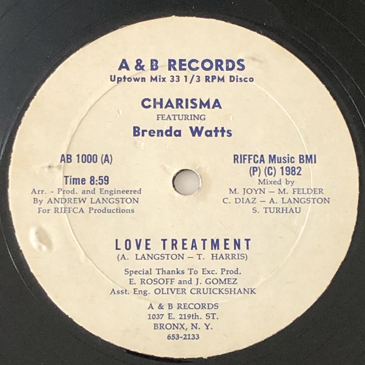 CHARISMA featuring BRENDA WATTS / LOVE TREATMENT-A & B RECORDSオリジナル盤 ...