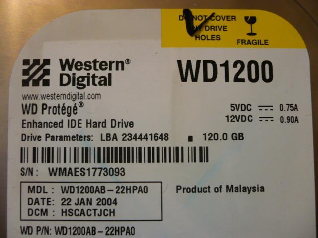WESTERN DIGITAL 3.5インチ HDD WD1200AB 120B IDE 12_062(100GB～)｜売買されたオークション ...