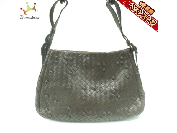 ボッテガヴェネタ BOTTEGA VENETA ショルダーバッグ 133507 イントレチャート レザー ダークブラウン バッグ(かばん ...