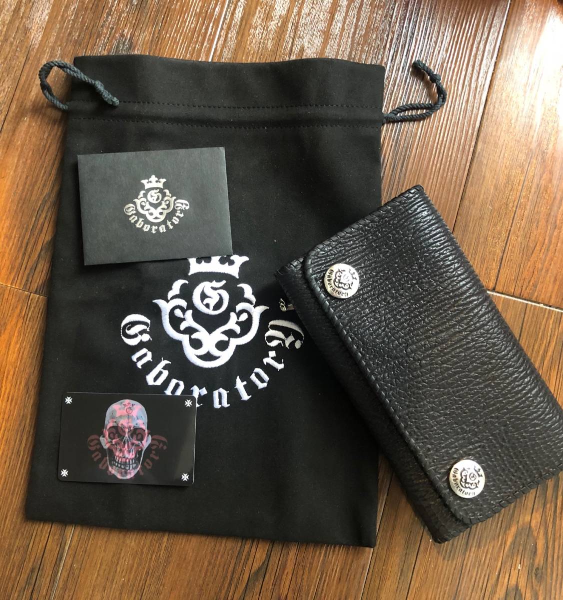 付属品完備 GABOR GABORATORY SHARK SKIN WALLET PLAIN シャーク レザー ロング ウォレット 長財布 ガ ...