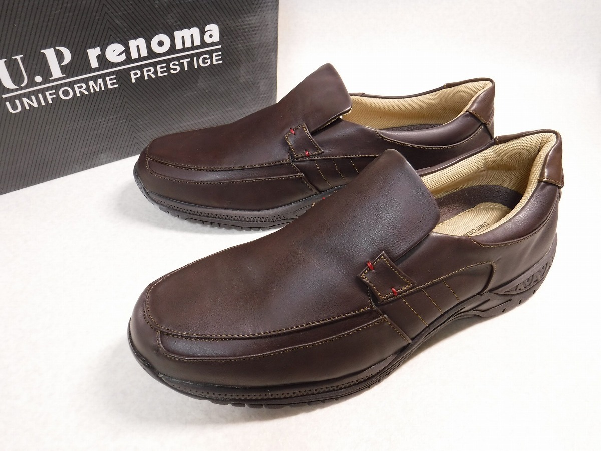 RKK173 madras マドラス製 U.P renoma レノマ 濃茶防滑ソール快適クッション搭載 軽量レザースリッポン 27.0cmEEEE 4E幅広(27.0cm)｜売買された ...