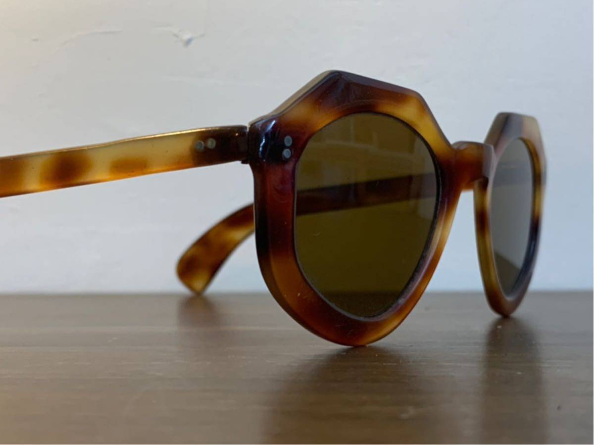 40s 芯なしテンプル フレンチ ヴィンテージ メガネ サングラス 鼈甲柄 frame france フランス ビンテージ max pittion lesca SOLAKZADE N34(セル ...