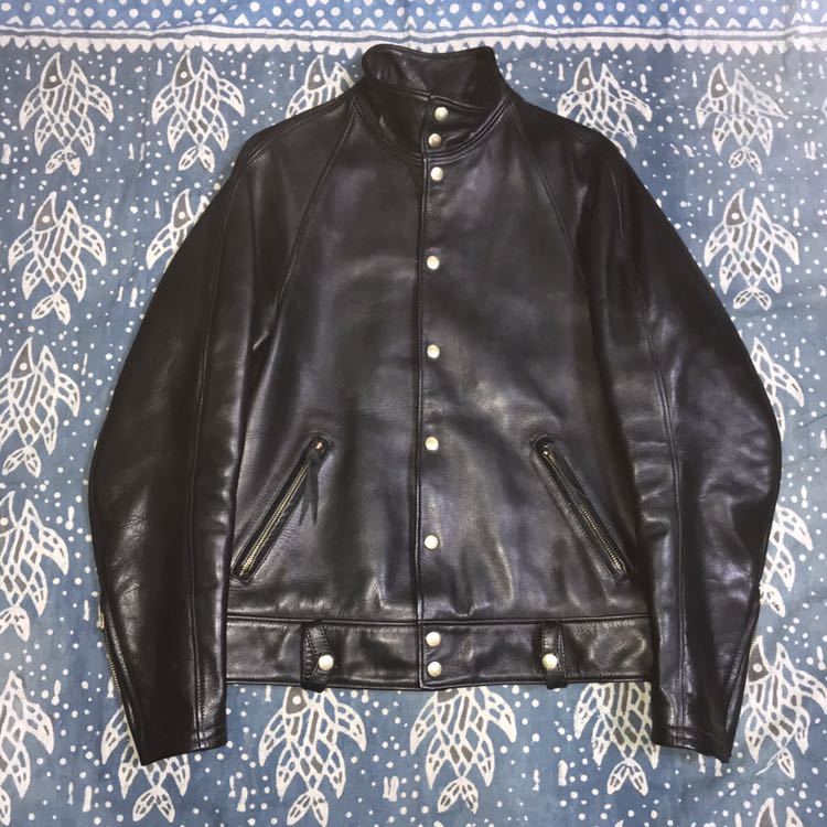 size42 FOUR SPEED LEATHES フォースピード レザーBLACK SHADOWブラックシャドウ ライダース 件 ショット Schott vanson バンソン(Lサイズ ...