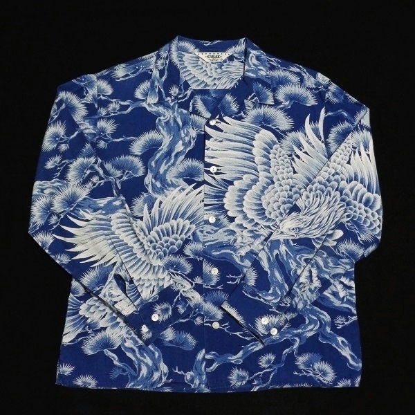 定価28080円 CALEE キャリーL/S ORIENTAL PATTERN INDIGO HAWAIIAN SHIRT 和柄 アロハシャツ インディゴブルー M 総柄 長袖(アロハシャツ ...
