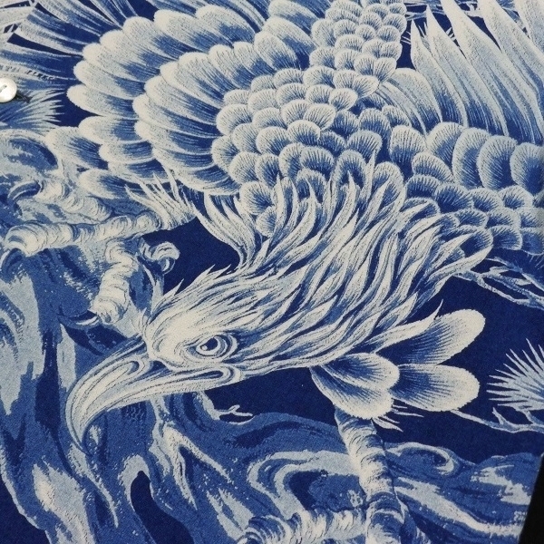 定価28080円 CALEE キャリーL/S ORIENTAL PATTERN INDIGO HAWAIIAN SHIRT 和柄 アロハシャツ インディゴブルー M 総柄 長袖(アロハシャツ ...