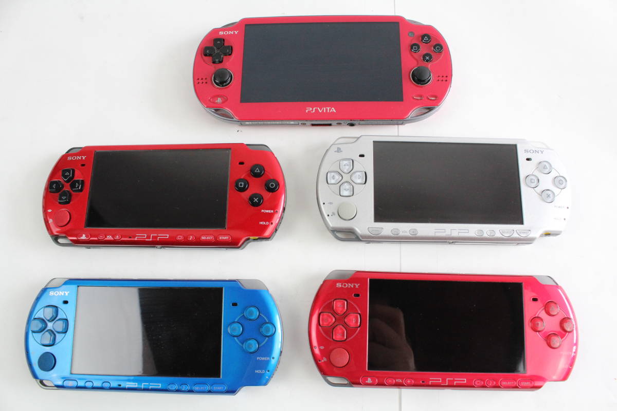 1円 動作未確認 ソニー PSP-2000/3000 Vita PCH-1100 まとめて 5台 セット レッド シルバー SONY プレイ ...