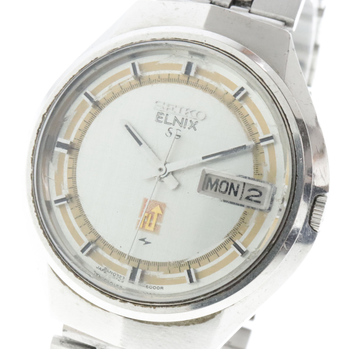 名古屋支店 セイコー 腕時計 ELNIX SG エルニクス 0723-6000 メンズ クオーツ シルバー 文字盤シルバー 約72g 動作未 ...
