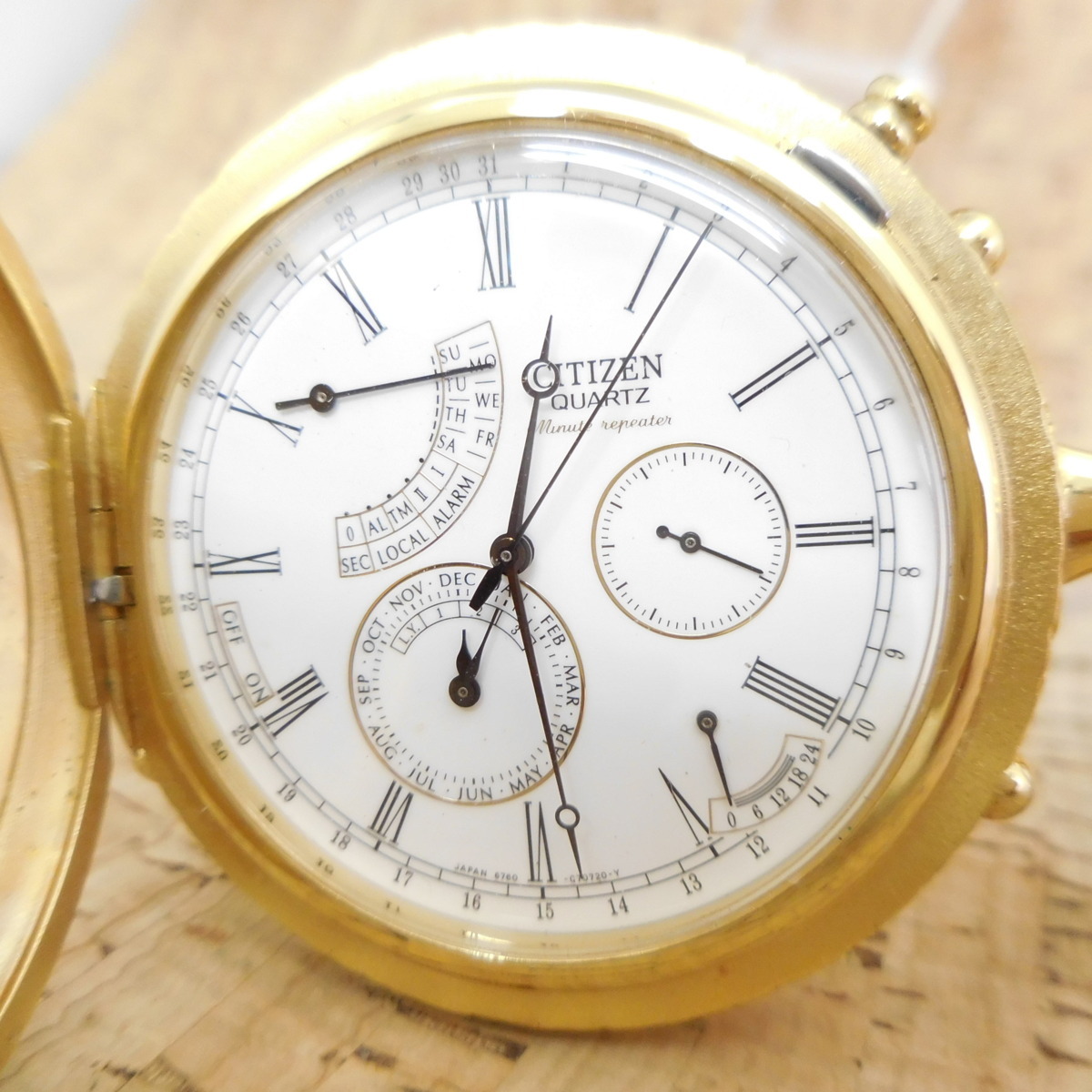 訳あり 1円 Citizen MinuteRepeater QZ Cal.6760 シチズン ミニッツリピーター クォーツ 懐中時計 金色 ...
