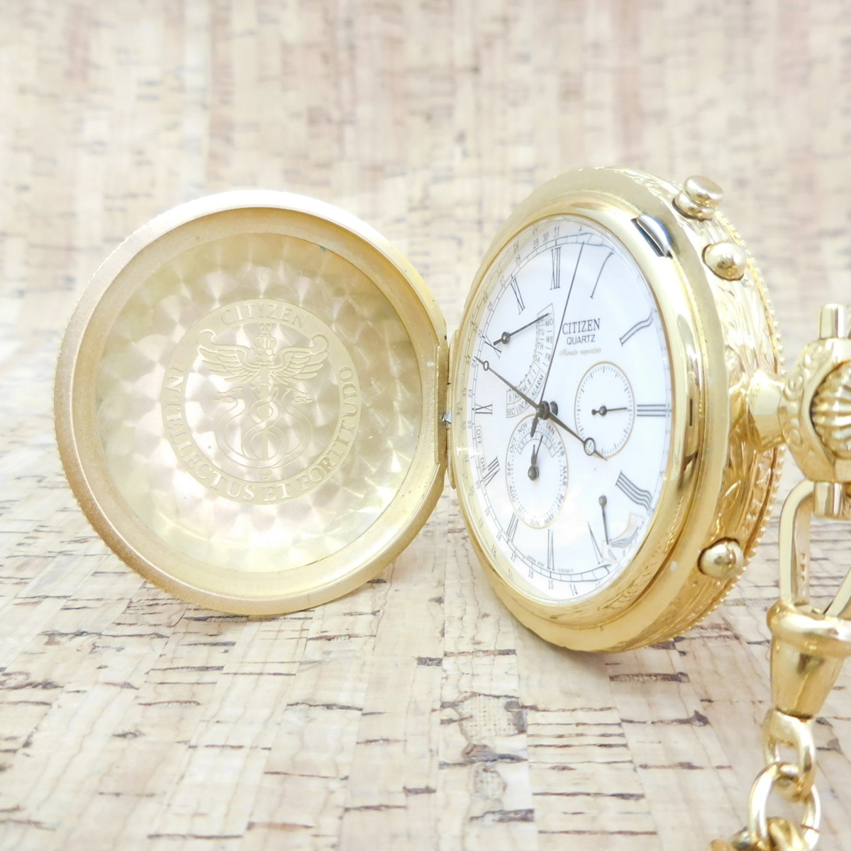 訳あり 1円 Citizen MinuteRepeater QZ Cal.6760 シチズン ミニッツリピーター クォーツ 懐中時計 金色 ...