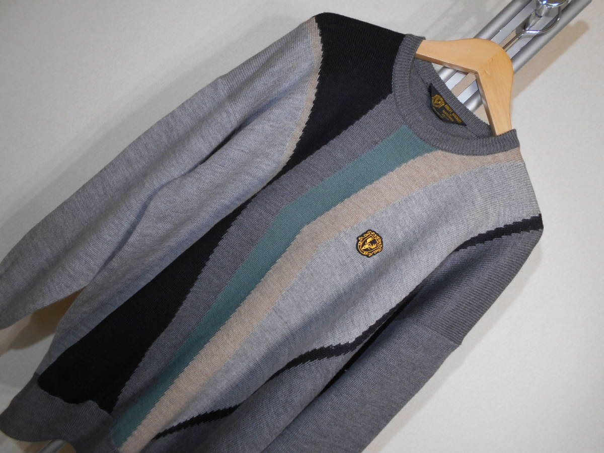 U802 ROBERT MAYNARD forマルマン★英国製★配色/ラムウール★セーター 46｜スポーツ、レジャー