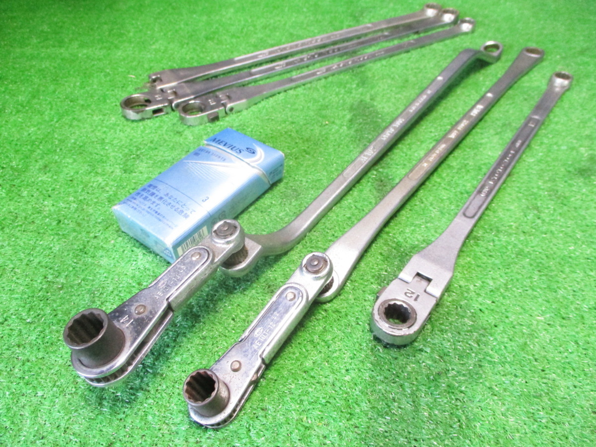 菱仲b749 KTC フリーポジションレンチ ハンドル AE102/AE103 スタンダード AE101-12mm/14mm 首振り板ラチェット AE16-12mm 5点セット(ラチェット ...