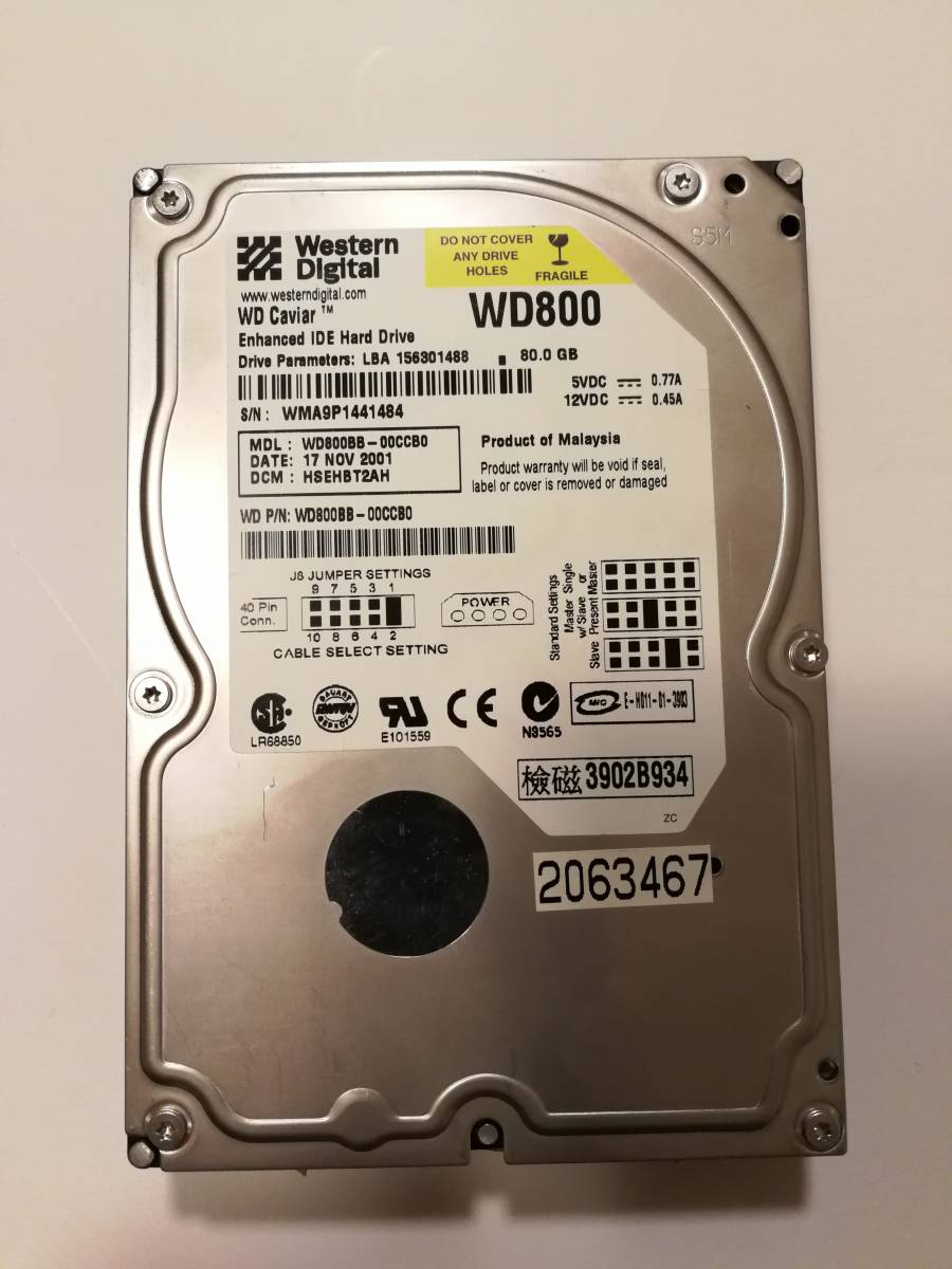 ジャンク 3.5インチIDE HDD 80GB Western Digital WD800(100GB未満)｜売買されたオークション情報 ...
