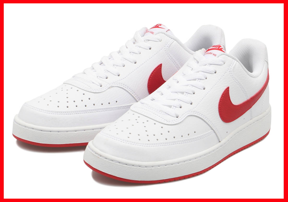 正規品 26.5cm NIKE COURT VISION LO SL コート ヴィジョン/CD5465-102 ホワイト/Uレッド AIR ...