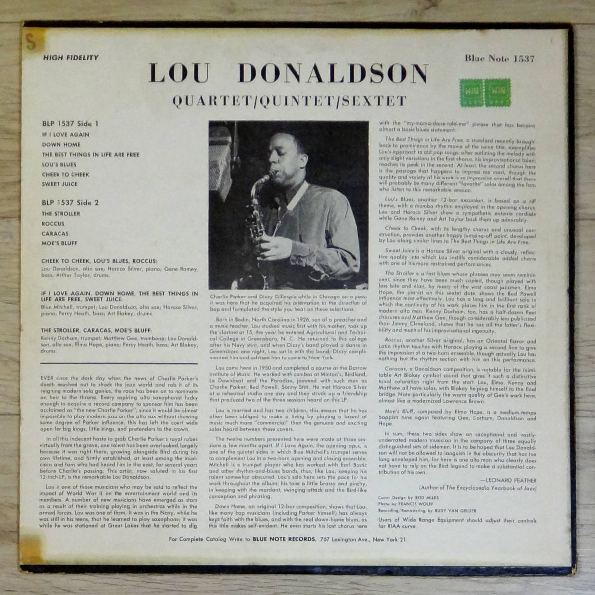 極美 US BLUE NOTE BLP1537 Lou Donaldson Quartet&Quintet Lexington/DG/Flat ...
