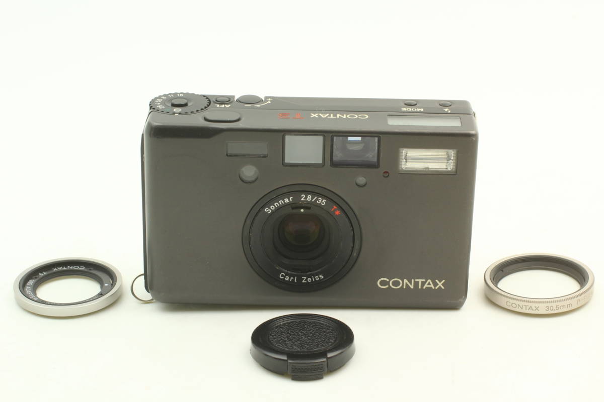 CONTAX T3 Black Single Teeth Film Camera 30.5 Adapter コンタックス 859@JM ...