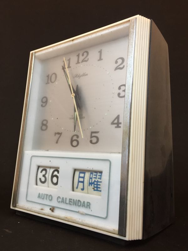 当時物 Rhythm 置時計 横約15cm/高さ約18cm TRANSISTOR CLOCK リズム 昭和 レトロ 動作未確認 レア 7 ...