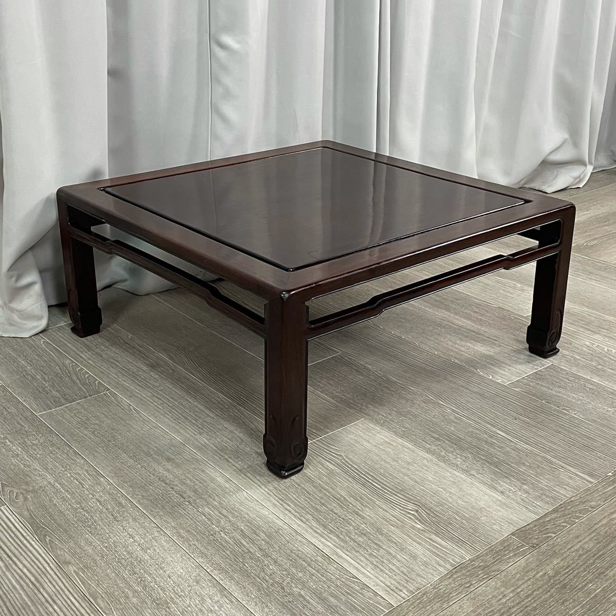 GU76 紫檀 総無垢材 指物 座卓 唐木 座敷机 75cm 正方形 ちゃぶ台 /神奈川県秦野市 アンティーク ビンテージ レトロ(座卓 ...