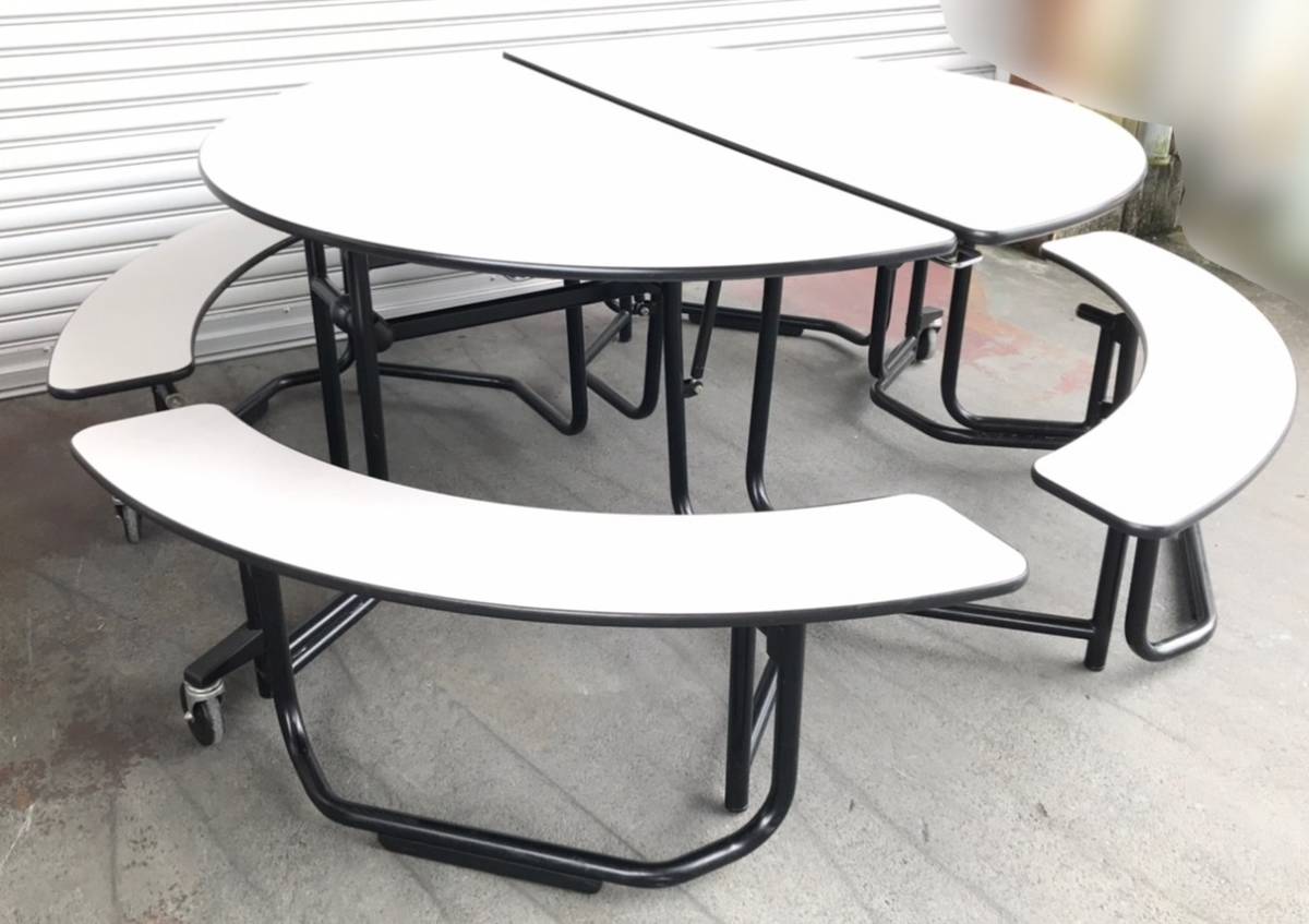 米軍放出品 Uniframe カフェテリアテーブルチェア ベンチ一体型テーブル ダイニング イートイン 社員食堂テーブル LJ18IM-N(ダイニングテーブル)｜売買されたオークション情報 ...