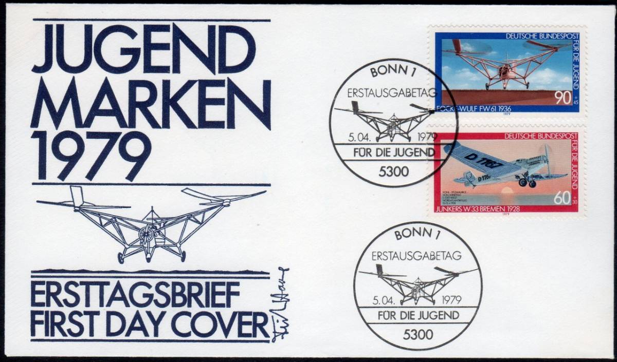西ドイツ 1979年 青少年切手 飛行機の切手 /ヘリコプターフォッケウルフFw61とユンカースW33ブレーメンFDCカバー 6483(ヨーロッパ)｜売買されたオークション情報、yahooの ...