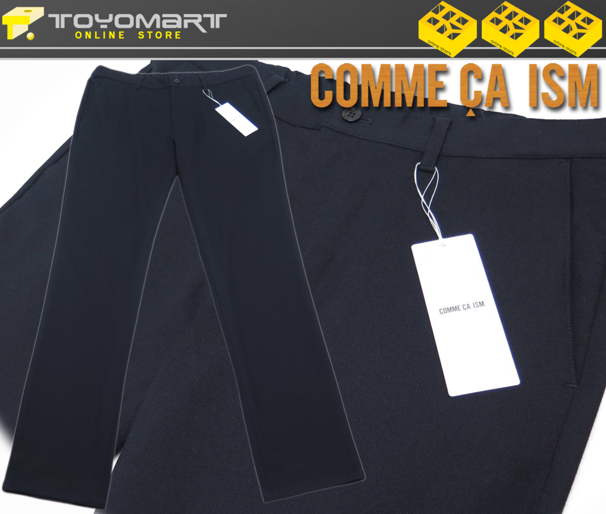 8017 コムサイズム COMME CA ISM PN02 裏起毛 ストレッチ コットンライクパンツ 濃紺/L 定価8690円(Lサイズ ...