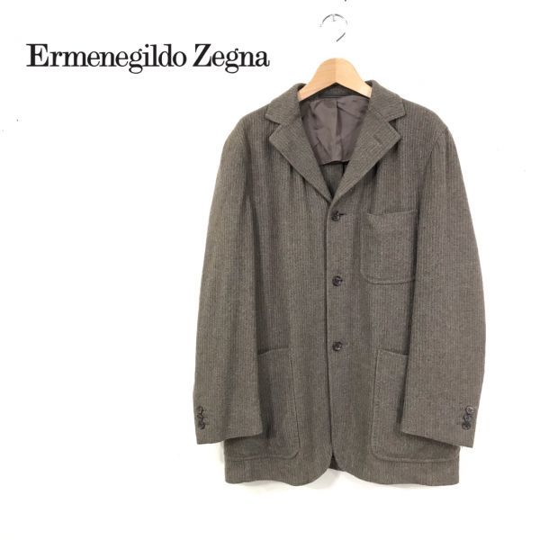 I369-M イタリア製 カシミア100 Ermenegildo Zegna エルメネジルド ゼニア 3B テーラード ジャケット size48 ベージュ 背抜き メンズ(エルメネジルド ...