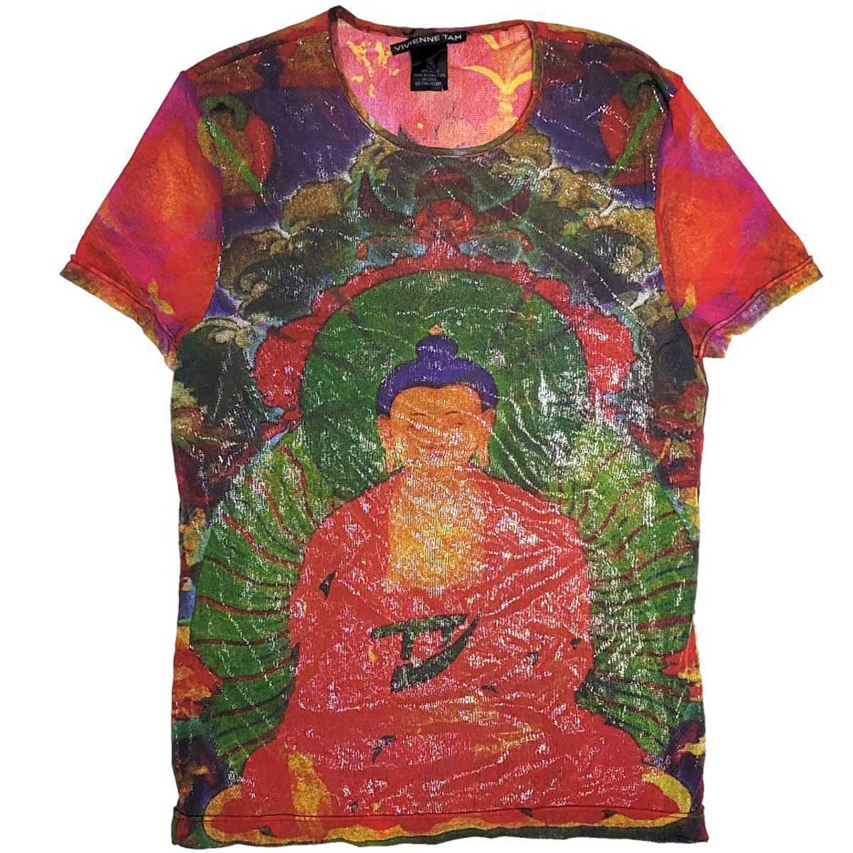 90s vivienne tam GLITTER BUDDHA MESH SHIRT TOP ヴィヴィアンタム 仏陀 パワーネット シャツ ...