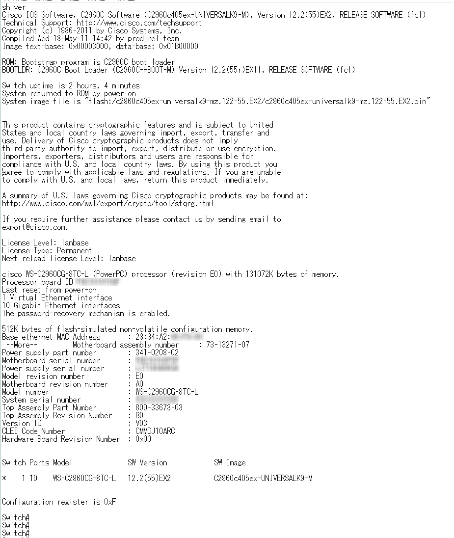 シスコ コンパクト FANレス LANスイッチ Cisco Catalyst 2960CG-8TC-L WS-C2960CG-8TC-L ...