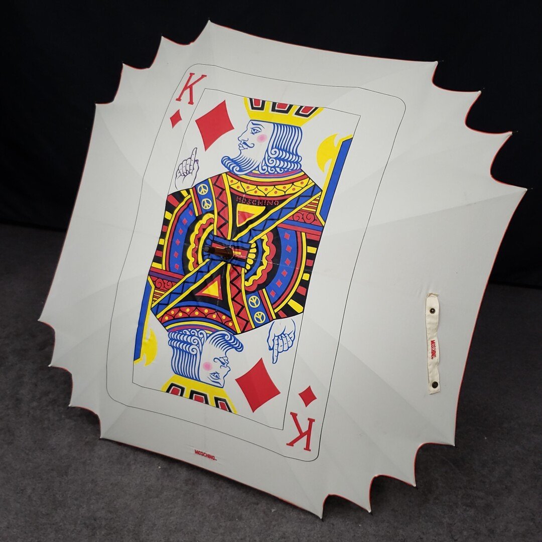 120i1695 MOSCHINO モスキーノ 傘 雨傘 長傘 トランプ キング ダイヤ レディース 女性用 100％POLYESTER 全長90cm(長傘)｜売買されたオークション情報 ...