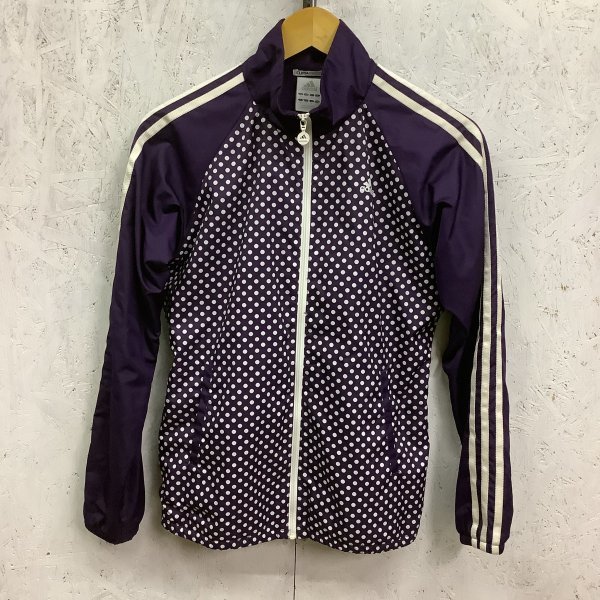 E587 adidas ジャケット M ドット 水玉 パープル ジップアップ パフォーマンスロゴ 裏地付き ポリエステル ウインドジャケット アディダス(ジャケット、上着)｜売買された ...