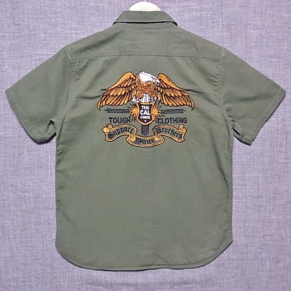 定価2万 CALEE キャリー 刺繍入り 半袖ワークシャツ COTTON TWILL EMBROIDERY WORK SHIRT CL-14S038 Mサイズ オリーブ(Mサイズ)｜売買された ...