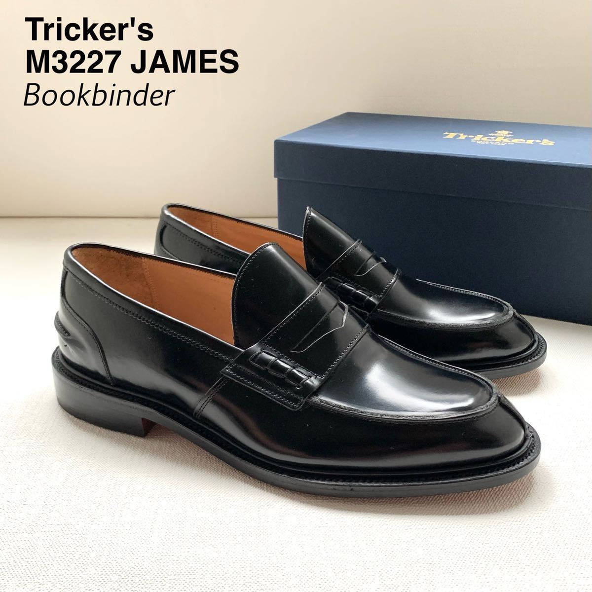 レア 英国製 Tricker's トリッカーズ M3227 ブックバインダー レザー コイン ローファー JAMES UK9 メンズ 黒 ...
