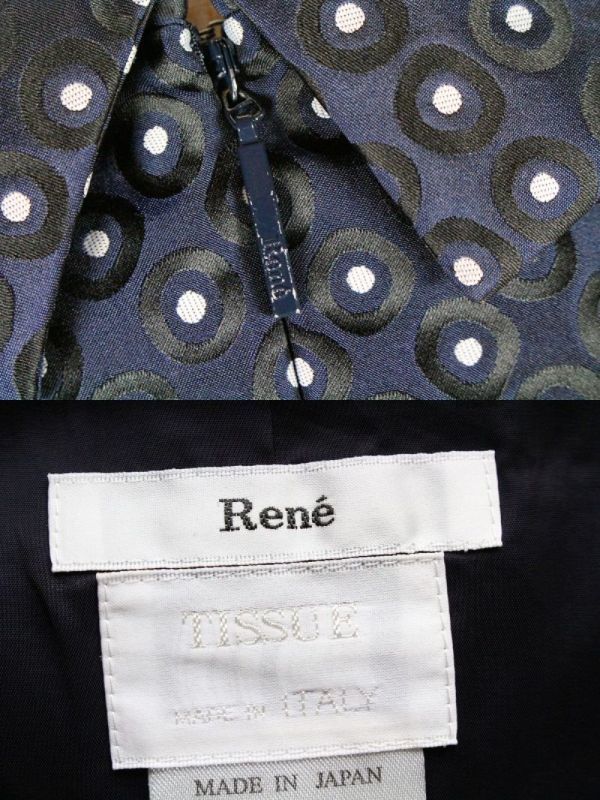 ルネ Rene TISSUE 近い ワンピース 半袖 ジップアップ ドット柄 リボンベルト付 総柄 36 紺 ネイビー レディース 628577(ルネ)｜売買されたオークション情報、yahoo ...