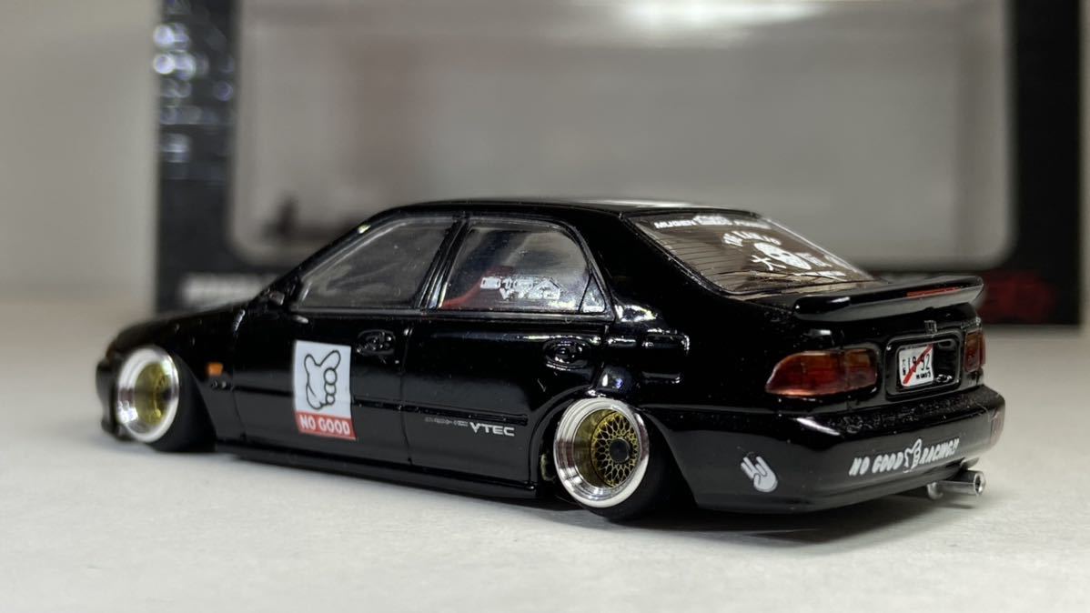 1/64 改 HONDA civic ferio sir EG9 車高短 アルミ製 深リムホイール 環状族 環状style no good ...
