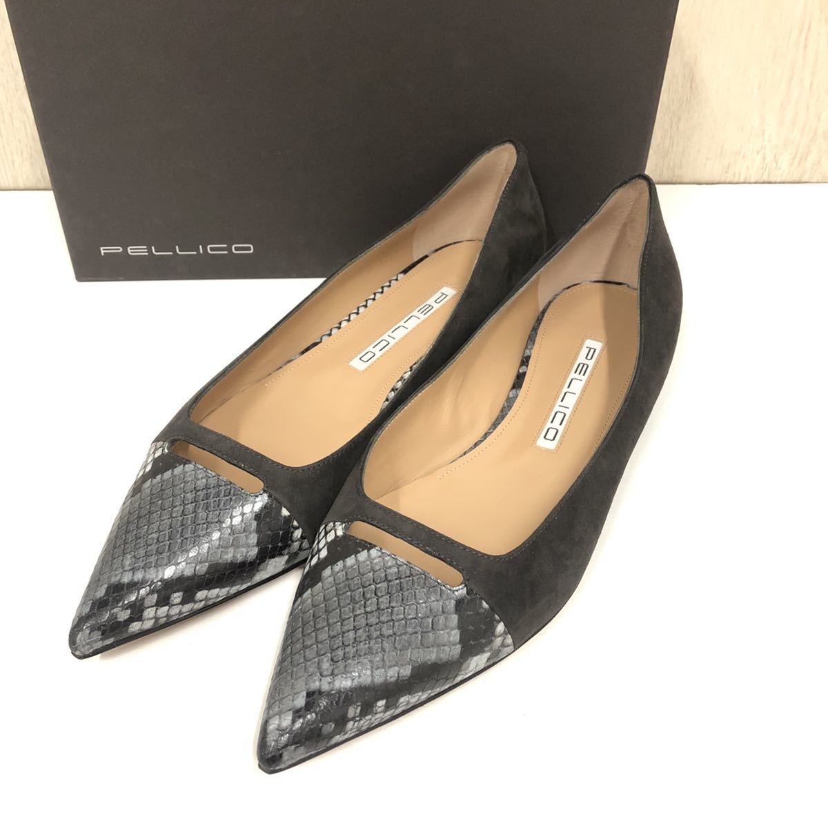 箱付き PELLICO ペリーコ フラットパンプス ANIMA アニマ スウェード パイソン柄 サイズ40 09(レディースシューズ)｜売買されたオークション情報、yahooの商品情報を ...