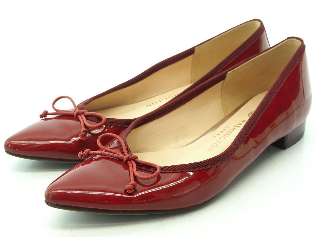 銀座ワシントン エナメル リボン フラット パンプス size23/赤 chb5 レディース(レッド系)｜売買されたオークション情報 ...