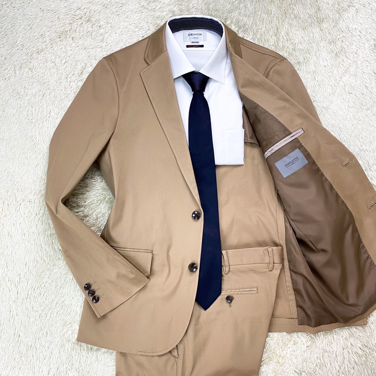 シンプリシティ 紳士の一着 SIMPLICITY PLUS スーツ ベージュ M相当 無地 コットン混(Mサイズ)｜売買されたオークション情報、yahooの商品情報をアーカイブ公開 ...