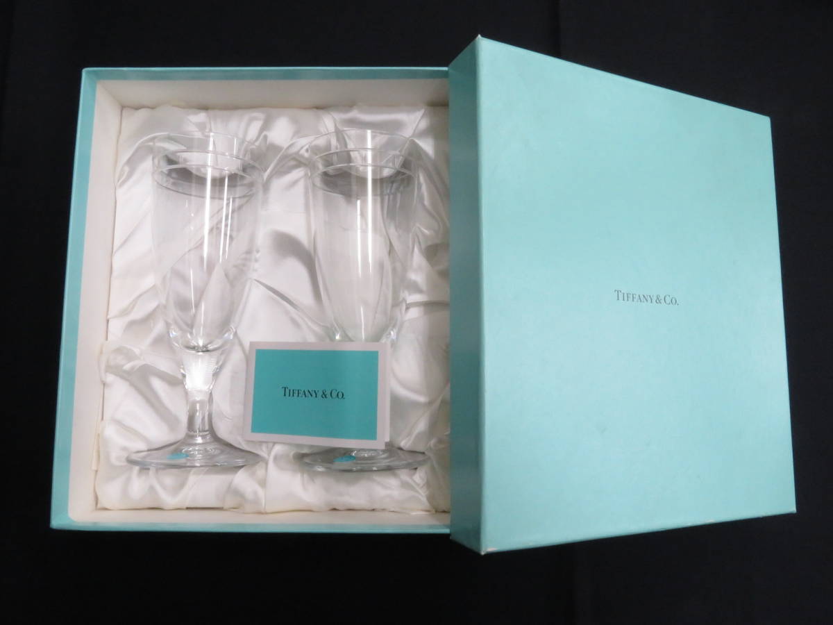 08954 ロ409-244 1 ティファニー ペアグラス アトラス ピルスナー 箱あり 透明 クリスタル グラス ワイン シャンパン ...