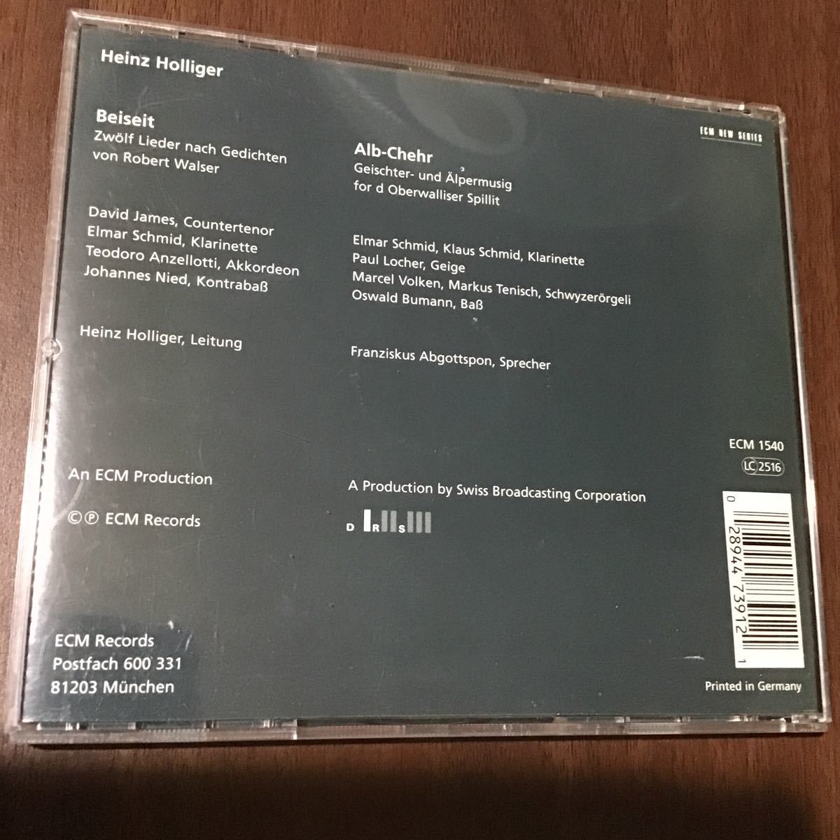 CD Heinz Holliger - Beiseit Alb-Chehr ハインツ ホリガー ECM / Robert Walser ...