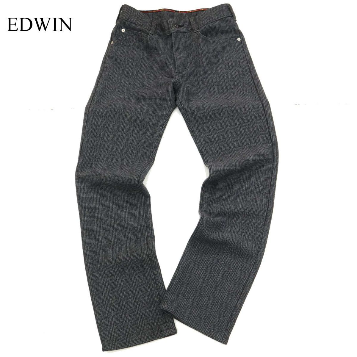EDWIN エドウィン ER03WF 秋冬 WILD FIRE 防風 ジャージーズ ストレッチ グレンチェック パンツ Sz.XS メンズ 灰 日本製 C2B04440_C#Q(ボトムス ...