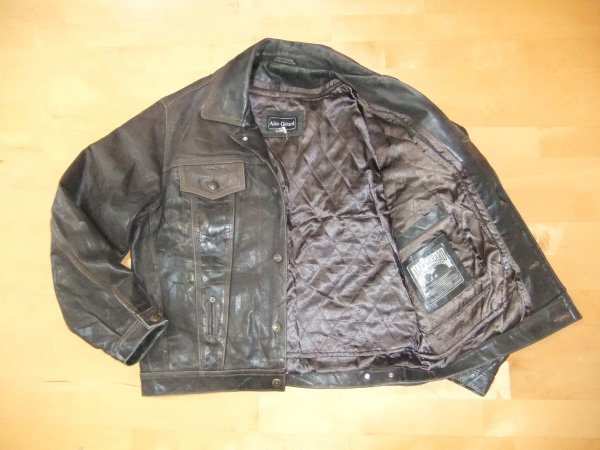 Alan Gerard Gジャンタイプ 本革 良質 ホースハイド レザー ライダース ジャケット ライナー付 ダークブラウン L相当 イタリア ...
