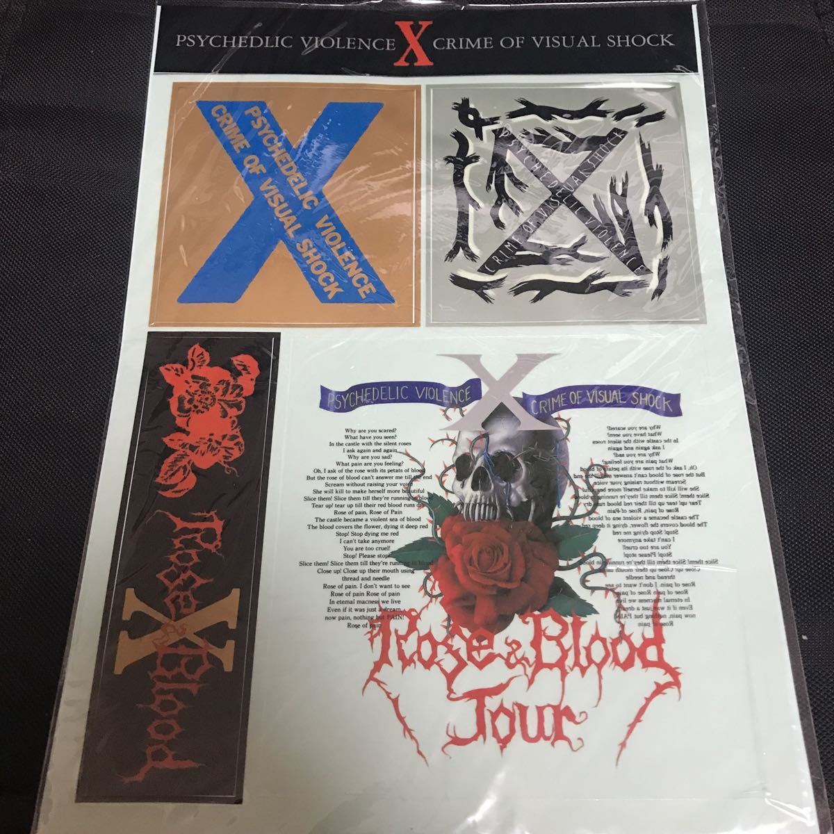 X JAPAN ROSE&BLOOD TOUR 公式グッズ ステッカー YOSHIKI TAIJI Toshl hide PATA Heath ...