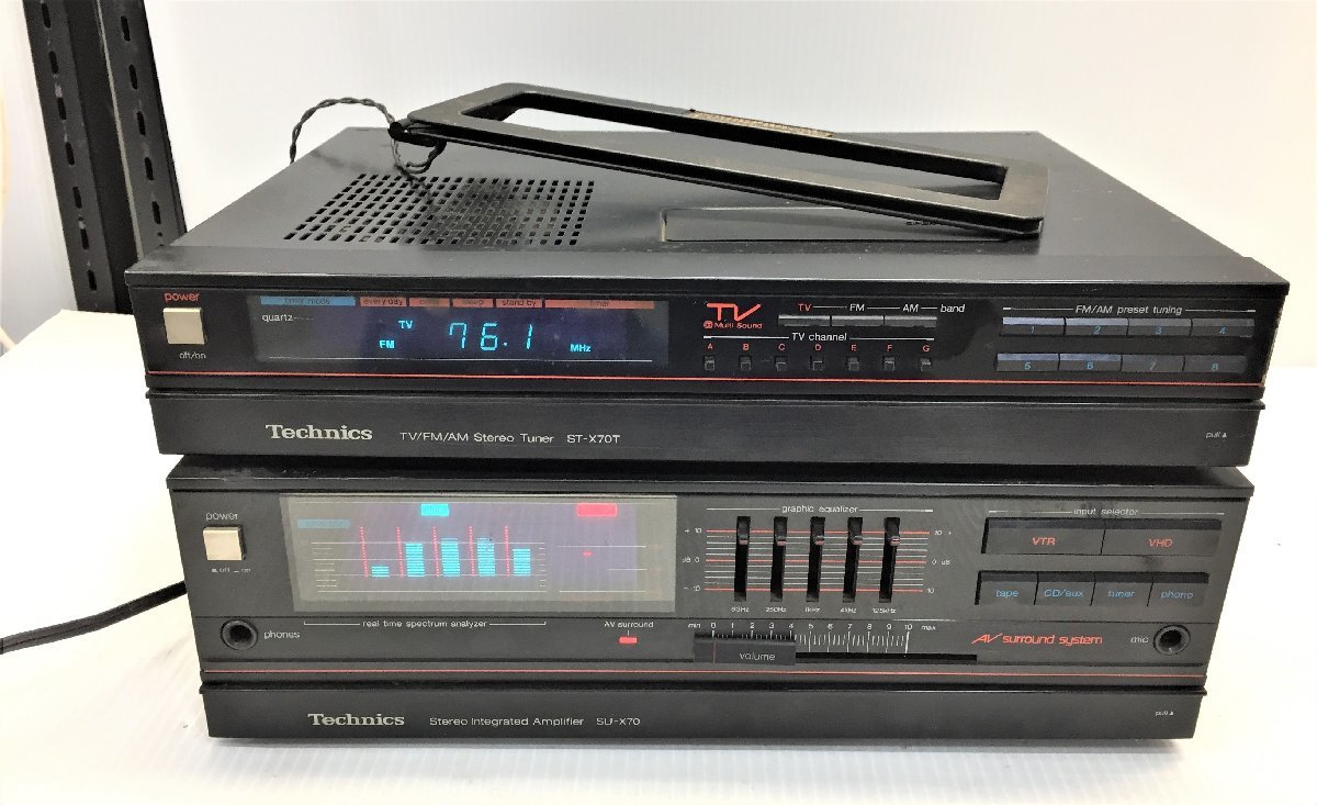 § B24886 Technics テクニクス ST-X70T アンプ SU-X70 TV/FM/AMチューナー 通電のみ確認 汚れや小傷あり ...