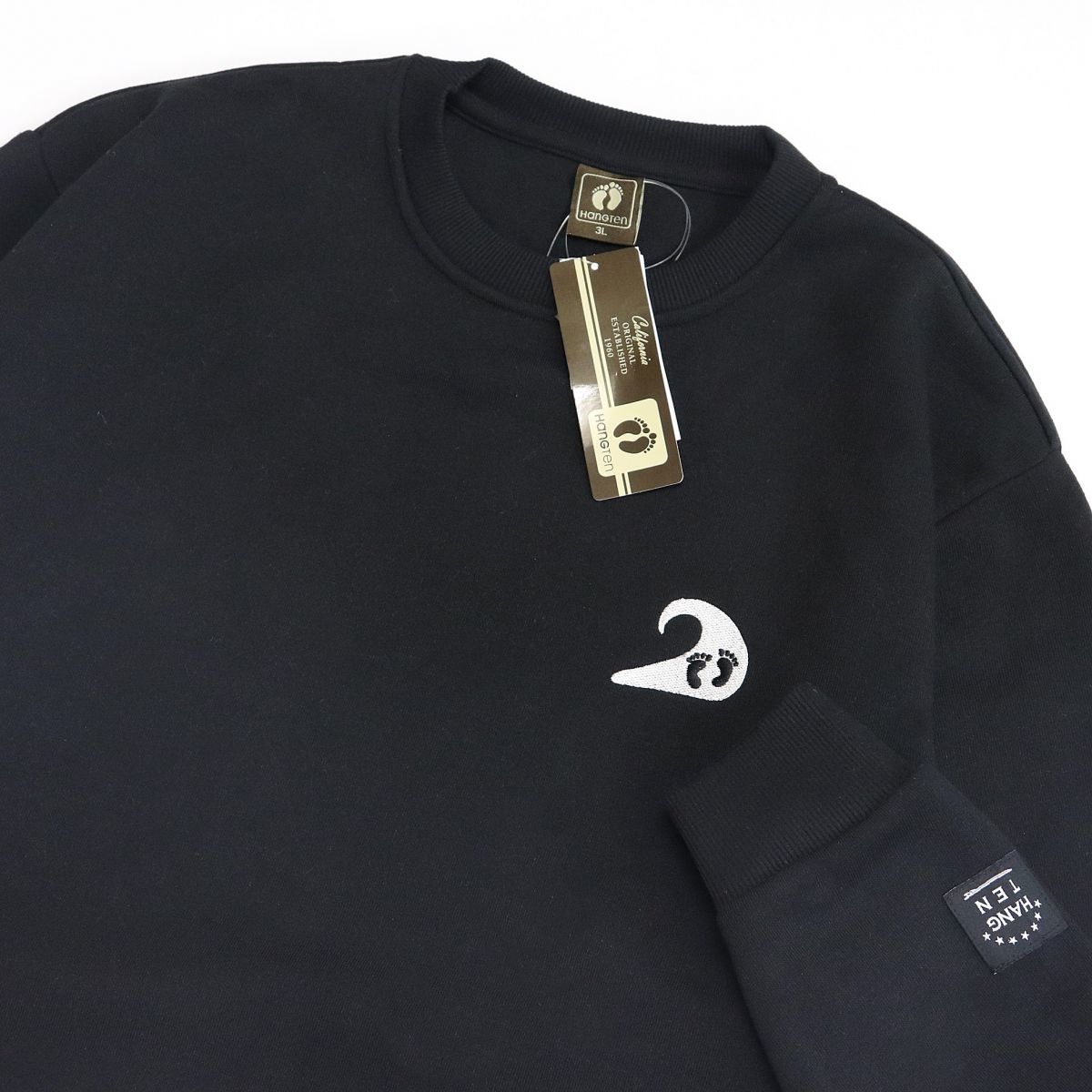 ハンテン HANGTEN メンズ BIG 大きいサイズ 暖かい 裏起毛 刺繍ロゴ スウェット トレーナー 黒 SO262K-NE5-4L 一 ...