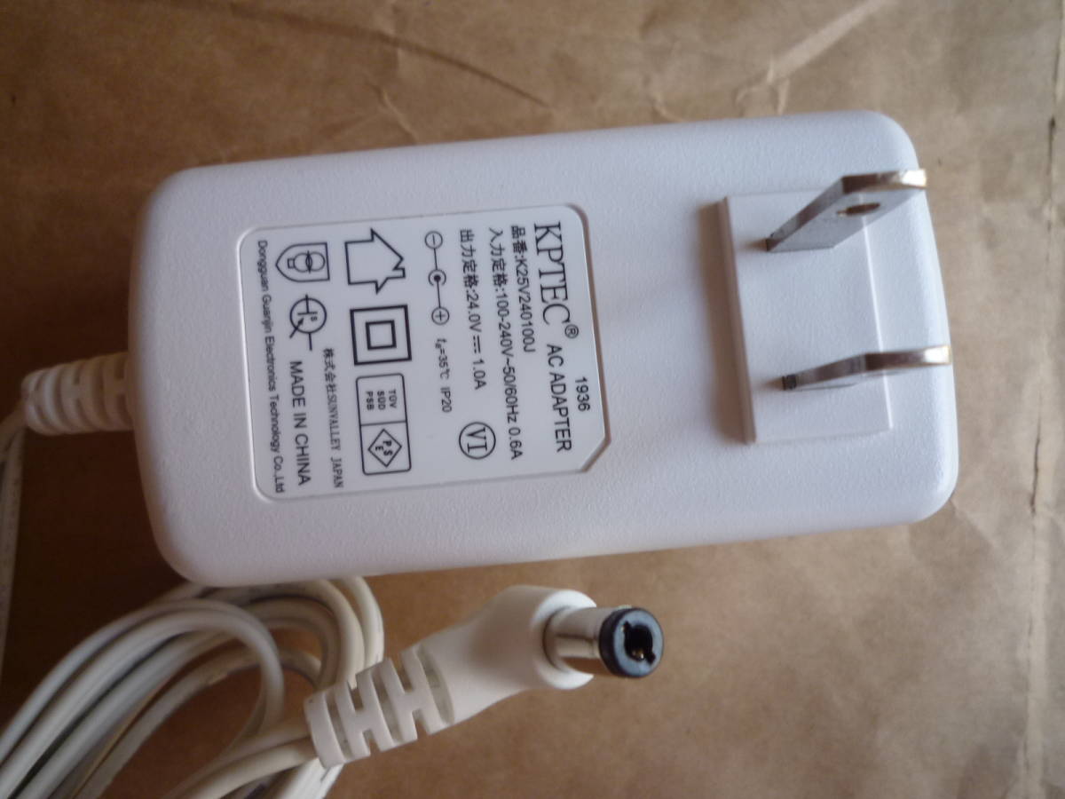 KPTEC ACアダプター 電源アダプター K25V240100J 24V 1A 1000mA φ5.5mm センターピン無 ピン無 加湿器用 ...
