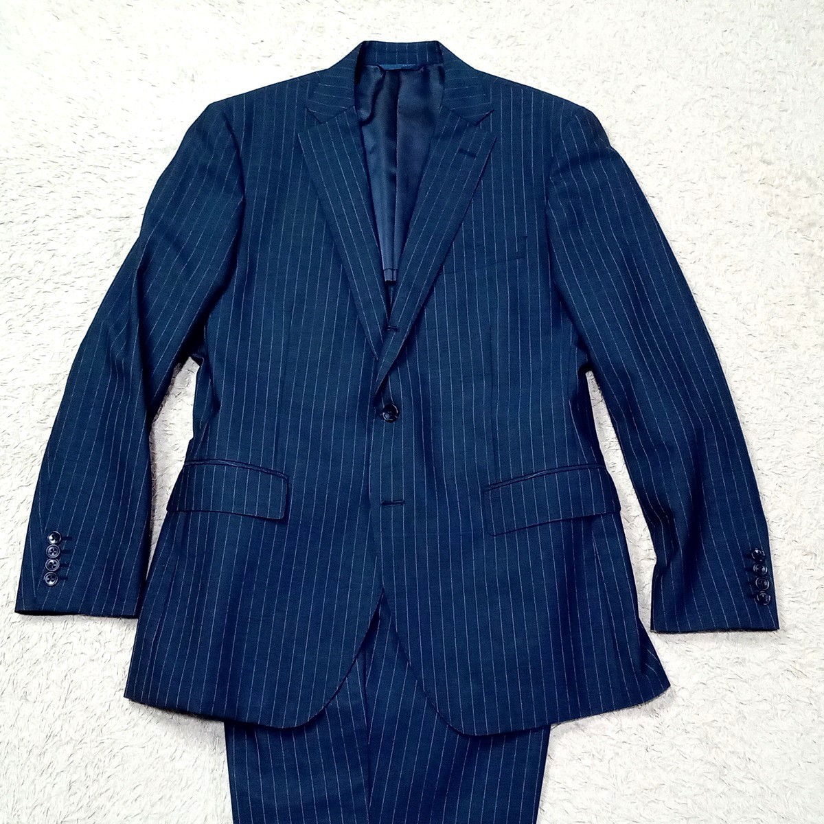 春夏用 Kent Ave. ケント アヴェニュー×マルラーネ MARLANE PROMINENT イタリア製生地 スーツ AB-6 紺 ピン ...