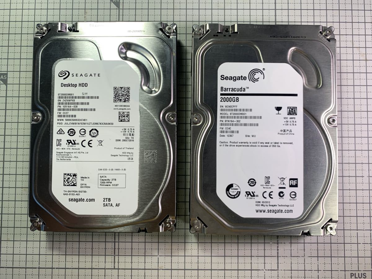 Seagate SATA 内蔵HDD 2000GB 2TB 2個セット 3611時間/3637時間(2TB～)｜売買されたオークション情報 ...