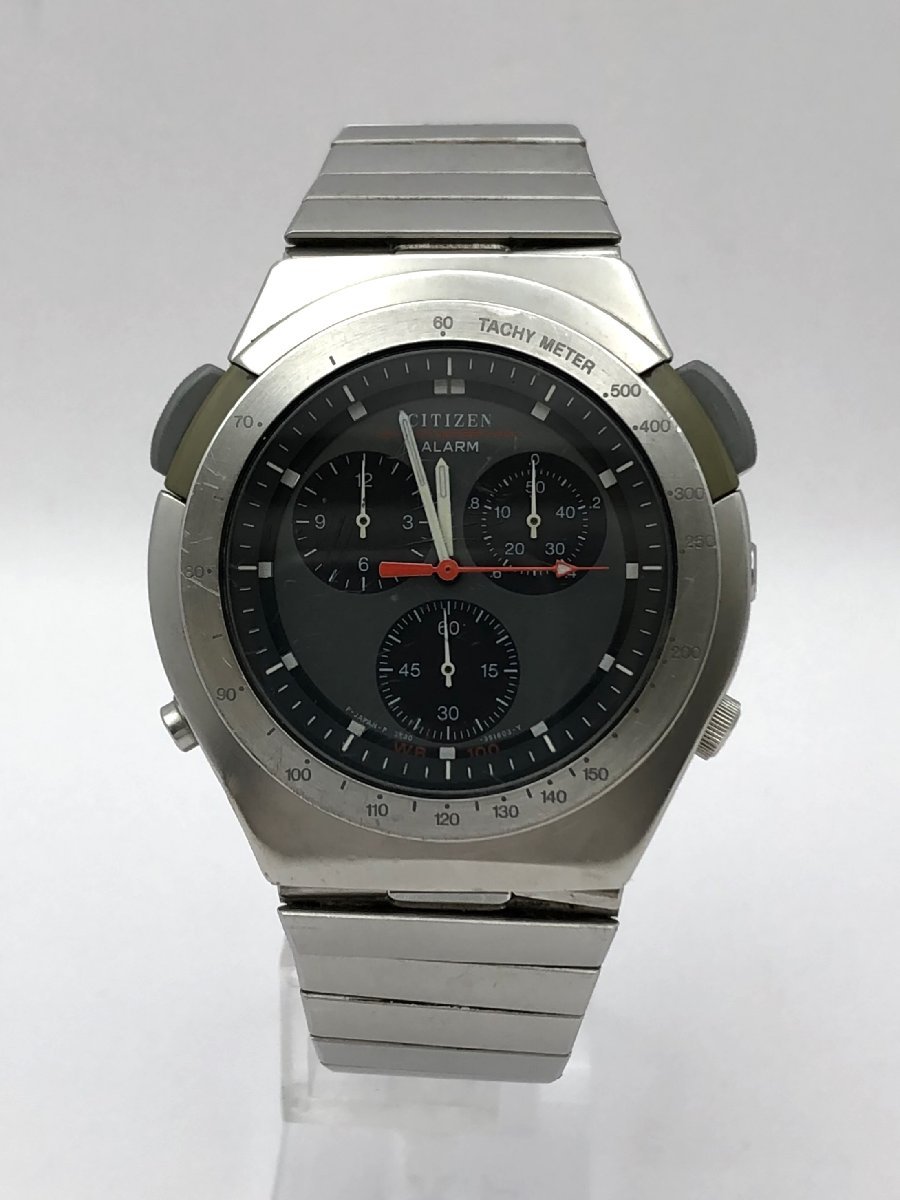 1円 /CITIZEN/シチズン/CHRONOGRAPH/クロノグラフ/アラーム/3530-351274/黒文字盤/シルバーカラー/クォーツ ...