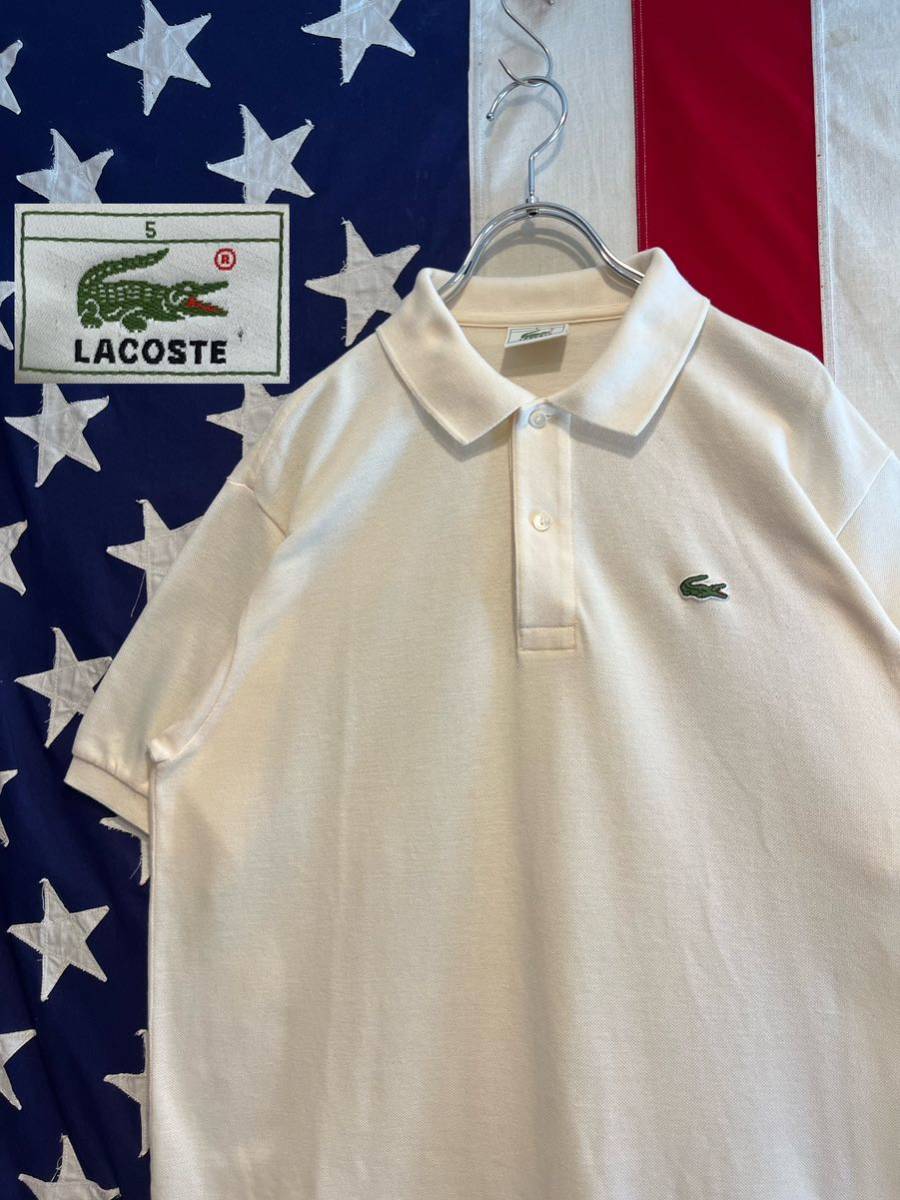 LACOSTE ラコステ DEVANLAY 5191L ポロシャツ 半袖 鹿の子 カノコ ワンポイントロゴ アイボリー系 5サイズ XLサイズ ...