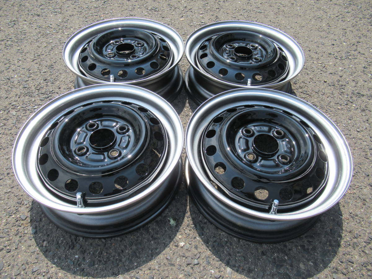 スズキ純正 スチールホイール 鉄チン 13インチ ブラックXシルバーリム 4J+45 100 4H 54φ アルト ラパン ワゴンR キャリー ...
